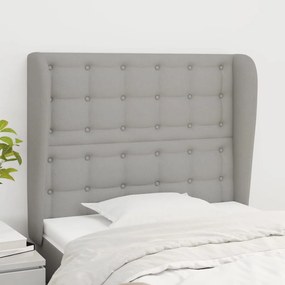 Čelo postele typu ušák světle šedé 93 x 23 x 118/128 cm textil 3118372
