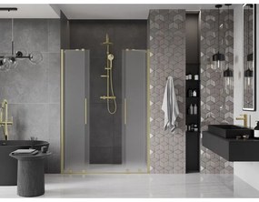 Mexen Velar Duo, posuvné sprchové dveře do otvoru 160 cm, 8mm sklo námraza, zlatá matná, 871-160-000-32-55