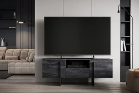 TV stolek Larena 150 cm s výklenkem - černý beton / černé nožky