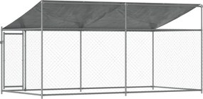 vidaXL Klec pro psy se střechou a dvířky šedá 4x2x2 m pozinkovaná ocel [3209568]