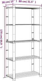 vidaXL 5patrový úložný regál 80x38x170 cm masivní borové dřevo [373396] Barva: Šedá