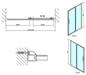 Polysan Lucis Line Sprchové dveře 120 cm, chrom/čiré sklo, DL1215