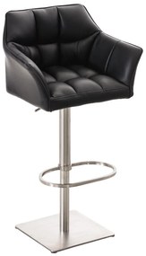 Barová židle Damas  E1 ~ koženka, nerezový rám - Černá