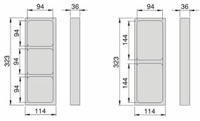 Sapho LINDO boční organizér, sada 2ks, 114x323mm, plast, antracit LD002