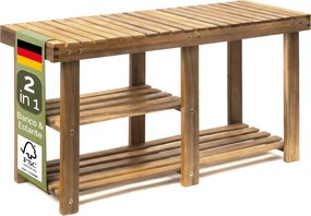 Botník 2in1 hnědý z akáciového dřeva 87x30x45cm