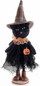 Halloweenská dekorace Černá kočka 22 cm