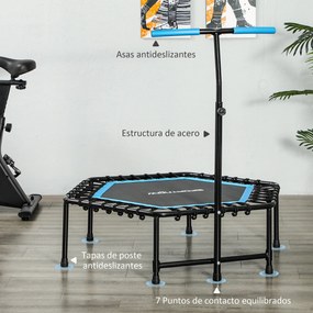 SPORTNOW Fitness Trampolina 114x114x132 cm S elastickým skákacím povrchem a nastavitelným 3-úrovňovým madlem, ocelový rám pro trénink nohou a těla do…