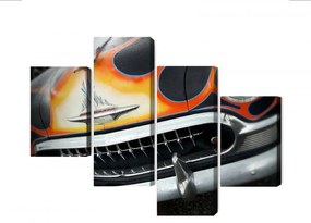 Vícedílný obraz Historické Auto S Plameny Nedostatek Nedostatek Přírodní plátno 120x75