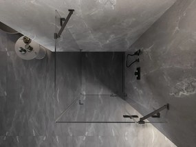 Mexen Lunar, výklopný sprchový kout pravý 90 x 90 cm, 8mm čiré sklo, grafitový profil, 834-090-090-95-00-P