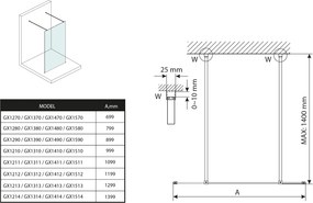 Gelco VARIO CHROME sprchová zástěna 90 x 200 cm jednodílná k instalaci do prostoru chrom sklo čiré GX1290GX2210