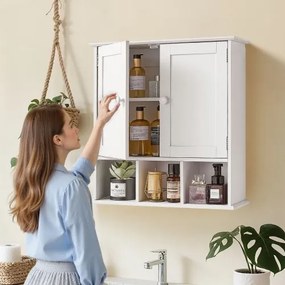 Koupelnová nástěnná skříňka, 2 dveře a nastavitelná police VEVOR – 560 × 180 × 585 mm