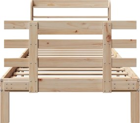 Rám postele s čelem 90 x 200 cm masivní borové dřevo 3306847