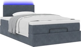 Osmanská postel s matrací &amp; LED tmavě šedá 120x190cm samet 3312537