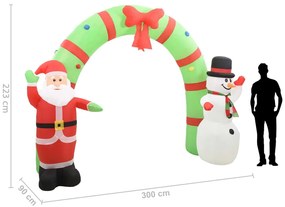 vidaXL Marketos Vánoční nafukovací Santa a sněhulák brána LED 300 x 90 x 223 cm