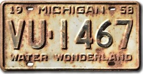 Americká SPZ Michigan 1958 Water Wonderland VU-1467