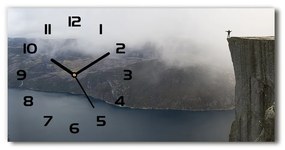 Wallmuralia Skleněné hodiny na stěnu tiché Norsko útes 60x30 cm