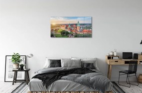 akrylový obraz Krakow castle panorama svítání 100x50 cm