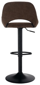 Barová židle LORASA NEW látka hnědá s efektem broušené kůže, kov černý