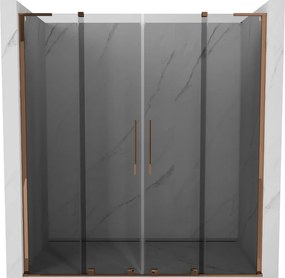 Mexen Velar L Duo, posuvné sprchové dveře do otvoru 170 cm, 8mm šedé sklo, růžové zlato, 871-170-003-42-60