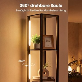 Costway Stojací lampa s nastavitelným jasem, moderní stojací lampa s odkládacím