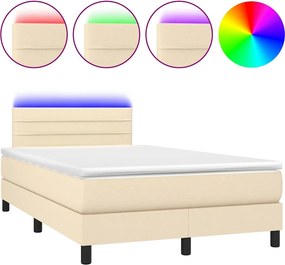 Box spring postel s matrací a LED krémová 120 x 200 cm textil 3133226