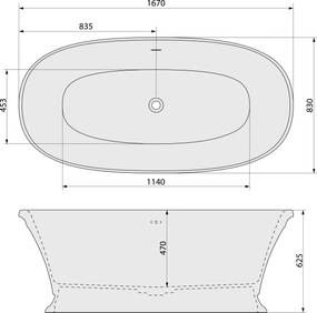 Polysan Velia volně stojící vana 167 x 83 x 62,5 cm litý mramor bílá 92230