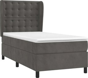 Box spring postel s matrací tmavě šedá 90x190 cm samet 3129424