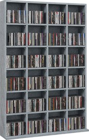 HOMCOM Úložný prostor na CD a DVD, multimediální úložná jednotka se 24 přihrádkami, maximální kapacita 480 CD/312 DVD, dřevěná knihovna s nastavitelný