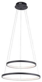 Moderní prstenová závěsná lampa antracitová včetně LED stmívatelná - Anella Duo