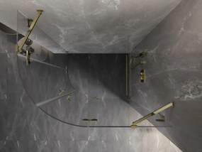 Mexen Lunar, pravý půlkruhový sprchový kout 100 x 80 cm, 8mm čiré sklo, zlatý profil, 833-100P-080L-50-00