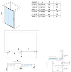 Polysan Altis Line 110 cm AL3915C sprchové dveře