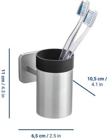 Kelímek na zubní kartáčky bez vrtání Turbo-loc z nerezové oceli v matně stříbrné barvě Porto – Wenko