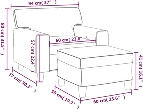 Křeslo s podnožkou krémové 60 cm umělá kůže 3201160