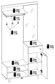 Předsíňová stěna se zrcadlem SVEN hnědá/bílá