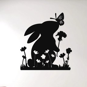 dřevo života Nástěnná dekorace Velikonoční zajíček s motýlkem Zvolte rozměr (cm): 40x44, Zvolte barvu dekoru: Černá