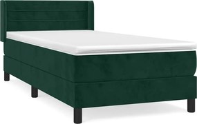 Box spring postel s matrací tmavě zelená 100x200 cm samet 3131006