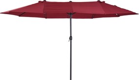 Dvojitý slunečník Outsunny 455 x 265 cm, sluneční clona s UV ochranou a kličkou, balkonový slunečník, plážový slunečník, větruodolný slunečník pro plá