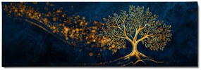 Obraz na plátně - Strom života Zlatavý proud FeelHappy.cz Velikost obrazu: 60 x 20 cm
