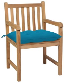 Zahradní židle 4 ks světle modré podušky masivní teak,  3073023