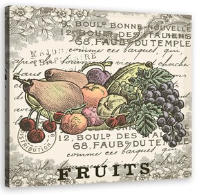 Obraz na plátně, Vintage ovoce - 40x40 cm