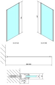 Polysan Polysan, EASY sprchová boční stěna 900mm, čiré sklo, EL3315B
