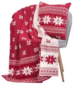 SCANquilt pletený pléd SUOMI nordic červená střední 130 x 200 cm