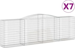 Klenuté gabionové koše 7 ks 400x50x120/140cm pozinkované železo 3147014