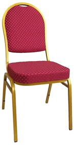 Židle JEFF 3 NEW stohovatelná, látka červená, zlatý nátěr