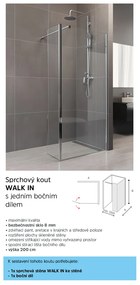 Mereo Novea boční díl pro WALK IN 35 x  200 cm sklo Čiré ALU chrom CK10635S