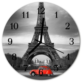 Skleněné hodiny kulaté Eiffelova věž