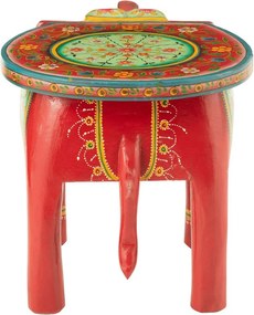 Dřevěný barevný stůl / stolička slon Mumbai mango wood - 48*35*36 cm