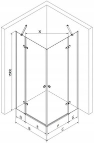 Mexen Roma Duo, sprchový kout 80 (dveře) x 70 (dveře) cm, 6mm čiré sklo, černý profil, 854-080-070-70-00-02