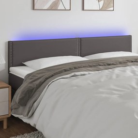Čelo postele s LED šedé 180x5x78/88 cm umělá kůže