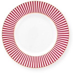 Pip Studio Royal stripes talíř Ø12cm, Bílo-tmavě růžový (talíř tenkostěnného porcelánu)